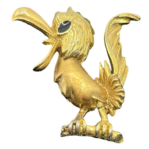 Jewelry | Vintage Gold Tone Bird Duck Brooch Pin Black Enamel Eye ...